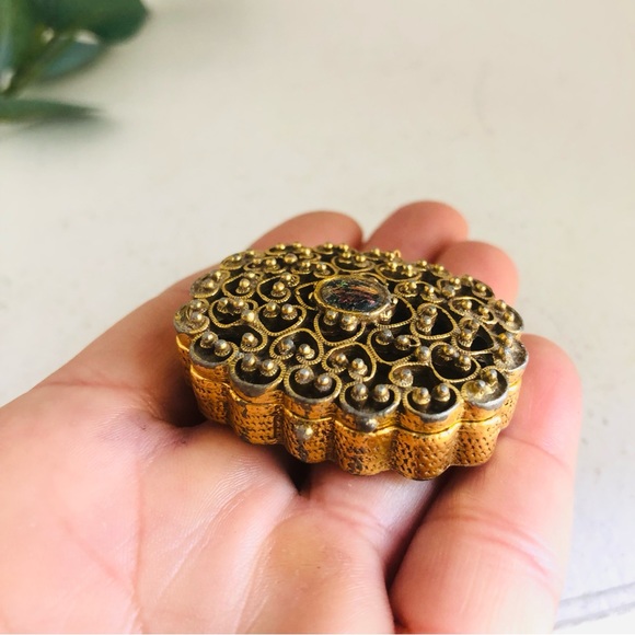 Vintage | Accents | Vintage 92s Ornate Victorian Goldtone Metal Mini ...